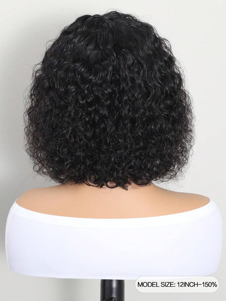 Transparent Lace Water Wave Bob Wig Human Hair Pixie Cut Brazilian Lace ...