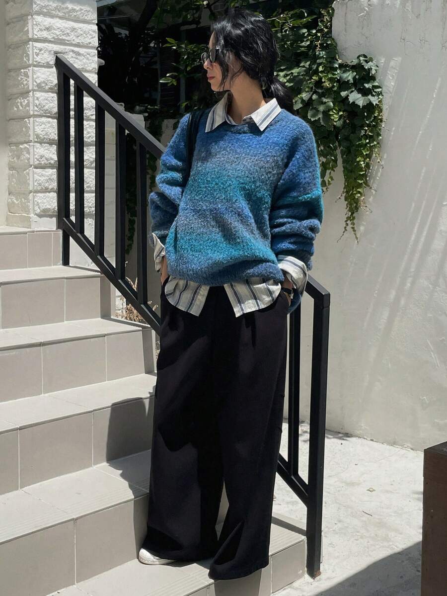 Dazy-Less Ombre Drop Shoulder Sweater,Long Sleeve Tops | SHEIN USA