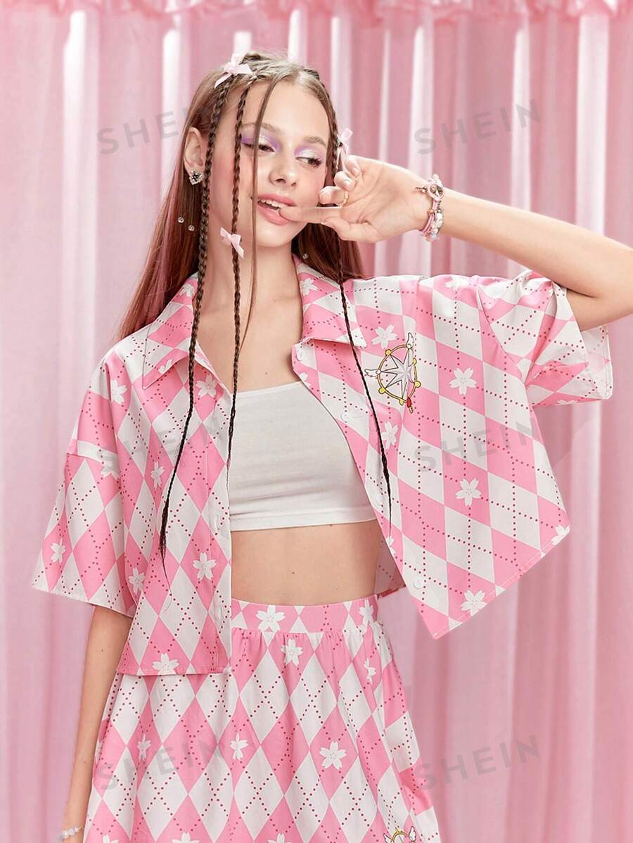 CARDCAPTOR SAKURA | SHEIN Loose-Fit Drop-Shoulder Sweet Campus Style ...