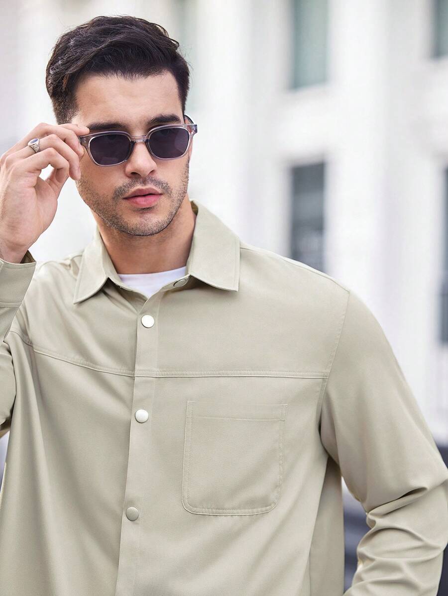 Manfinity ModaGents Chemise-veste décontractée ample en tissu pour ...