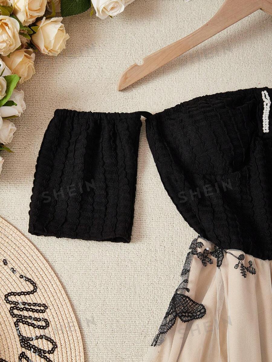 SHEIN VCAY Abito con spalle scoperte con allacciatura in vita a farfalla elegante e affascinante ...