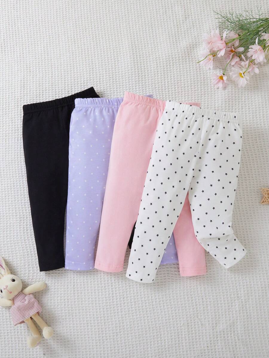 SHEIN 4pcs/Set Baby Girls' Fall/Winter Polka Dot Daily Casual Pants In Four Colors | SHEIN USA
