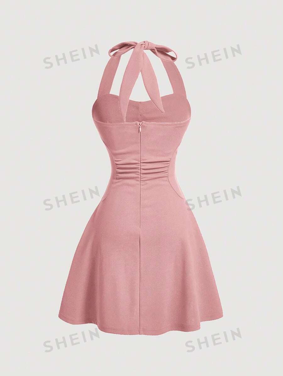 SHEIN MOD Robe d'été élégante à dos noué et encolure dégagée avec ...