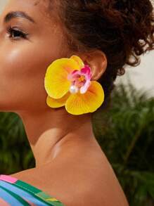 SHEIN VCAY Fashionable Purple Butterfly Orchid Stud Earrings | SHEIN USA