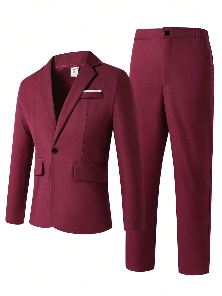 SHEIN 2pcs/Set Teen Boy Gentleman Suit - Jacket + Trousers, Elegant ...