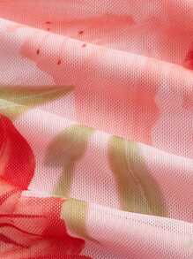 SHEIN MOD Women's Floral Print Asymmetric Hem Pink Tube Top | SHEIN USA