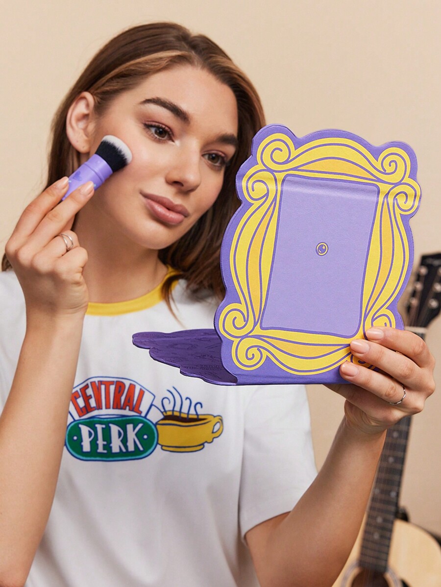 FRIENDS X SHEIN מראה שולחנית מתקפלת ניידת עם עיצוב מסגרת תמונה | SHEIN