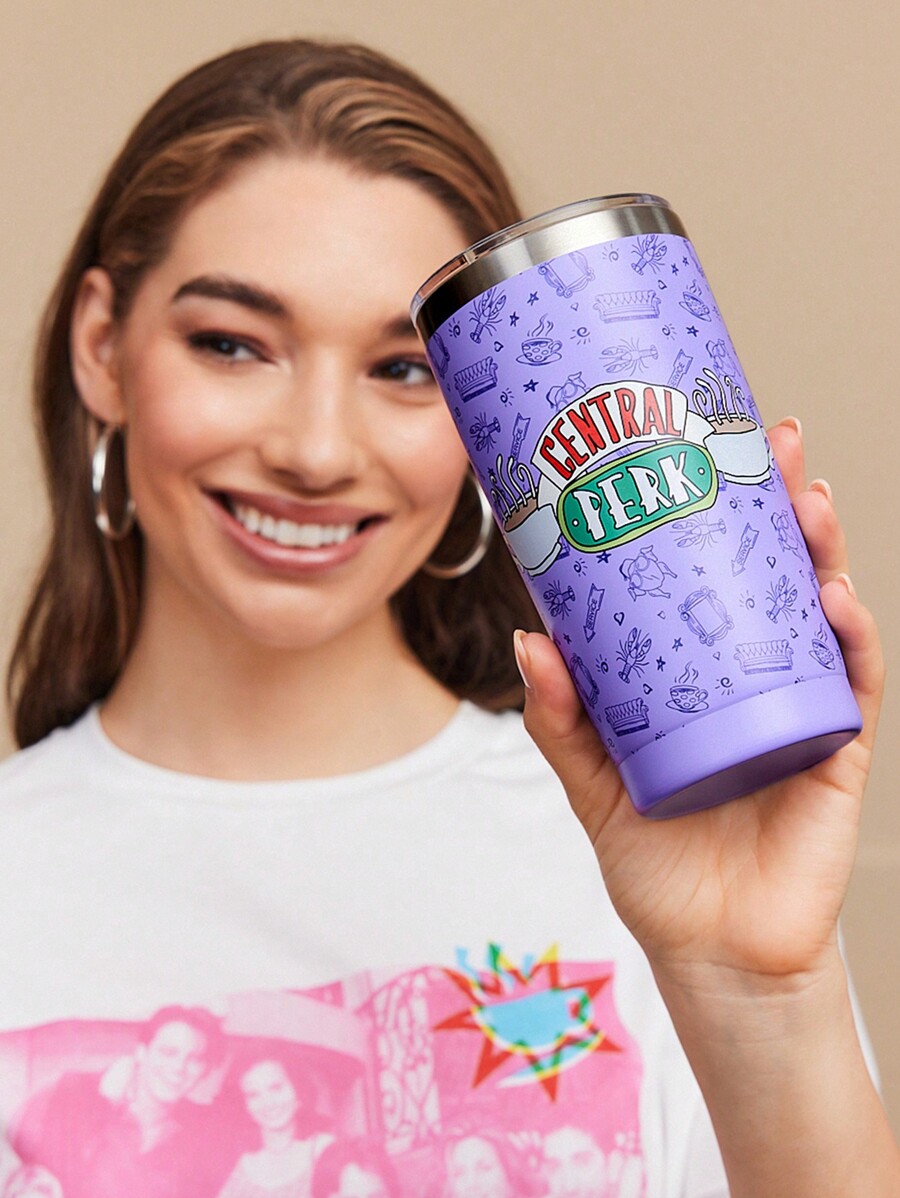 FRIENDS X SHEIN ถ้วยกาแฟแก้วเทอร์มอล 20 ออนซ์ พิมพ์ตัวอักษร Central ...