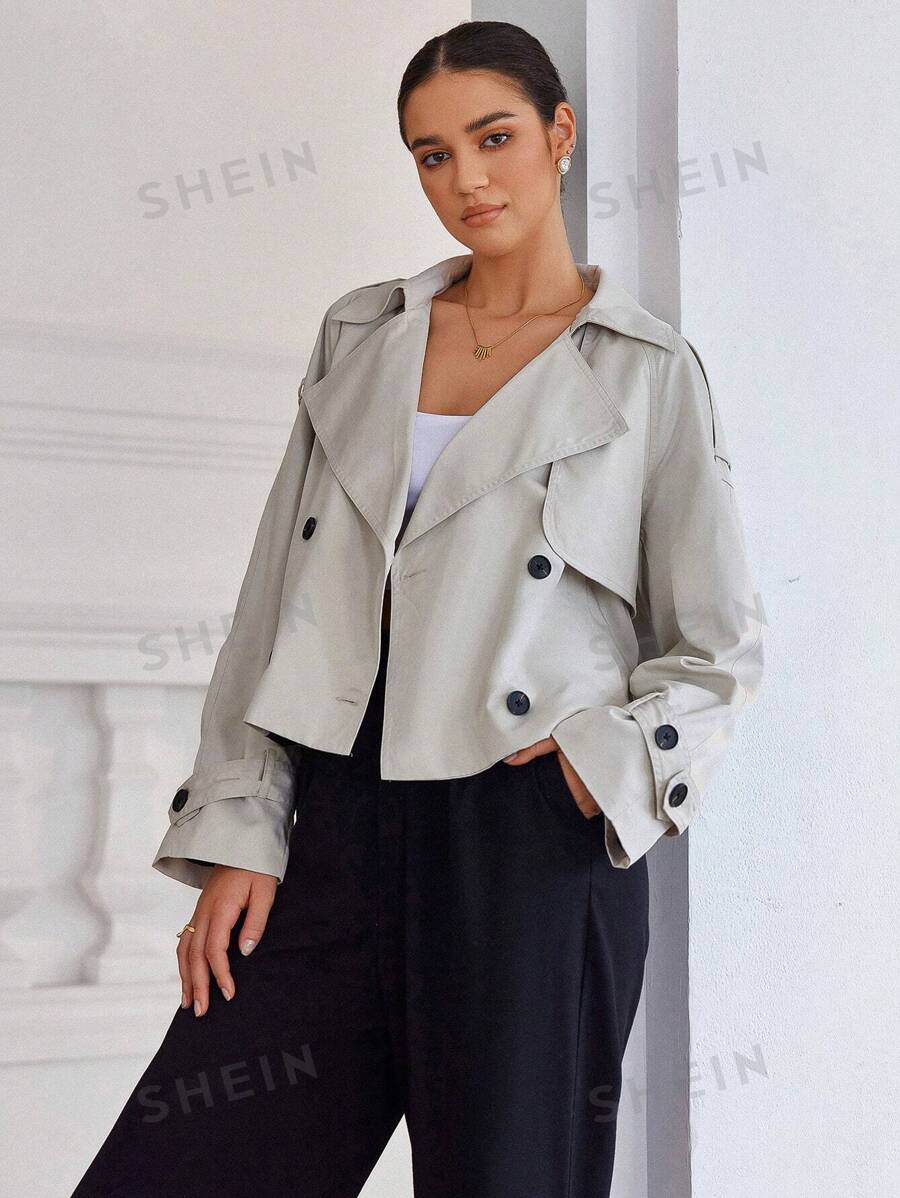 SHEIN BIZwear Women's Lapel Windbreaker Jacket | SHEIN UK