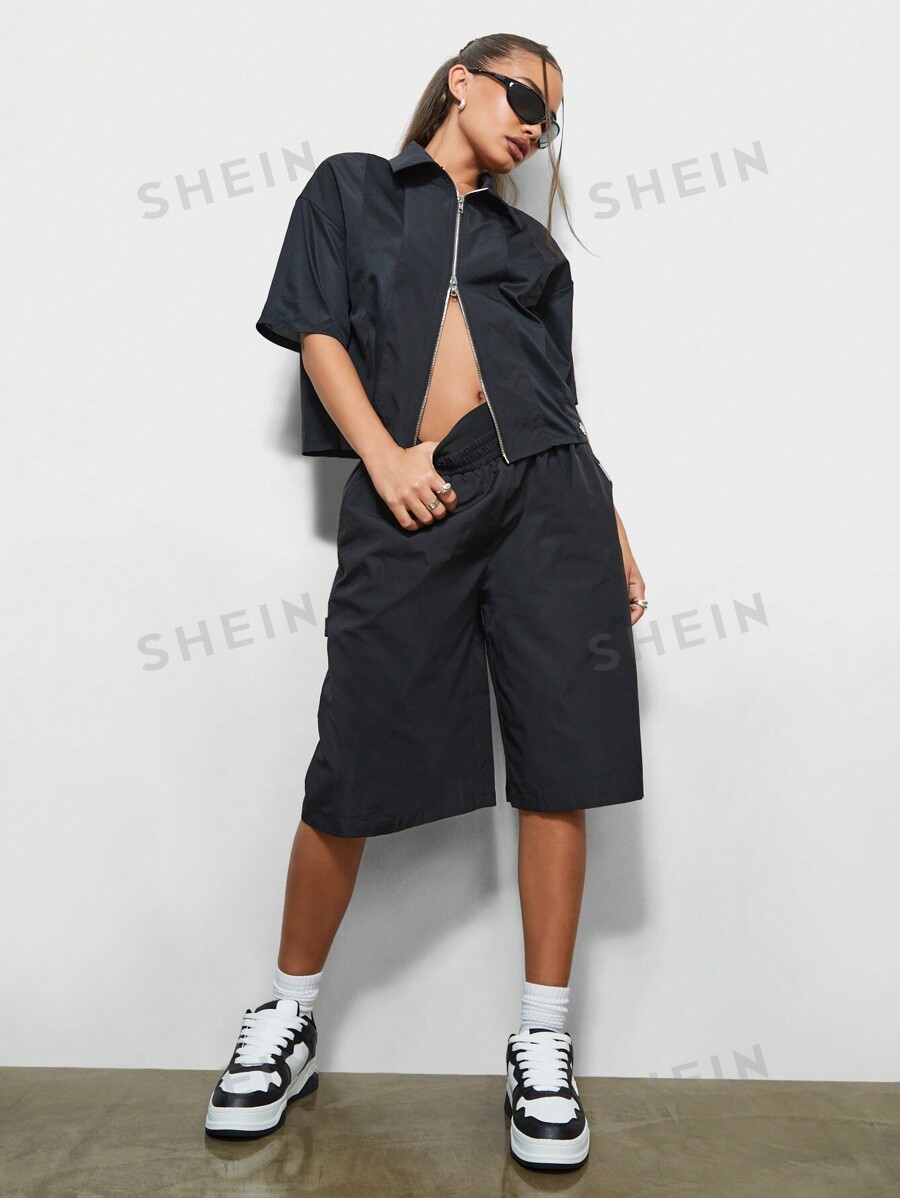 SUMWON WOMEN Double Waistband Jorts | SHEIN USA