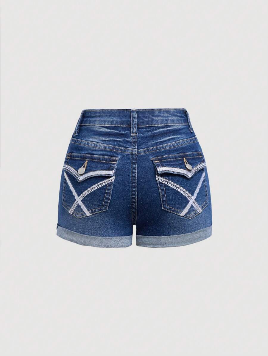 SHEIN Tween Girls Y2k Retro Millennium Pocket High Waist Geo ...