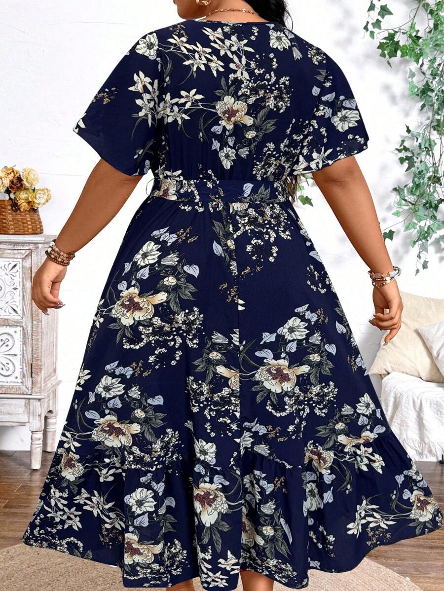 EMERY ROSE Plus Size Holiday Floral Print Dress Maxi Women Outfit, For Summer | SHEIN USA