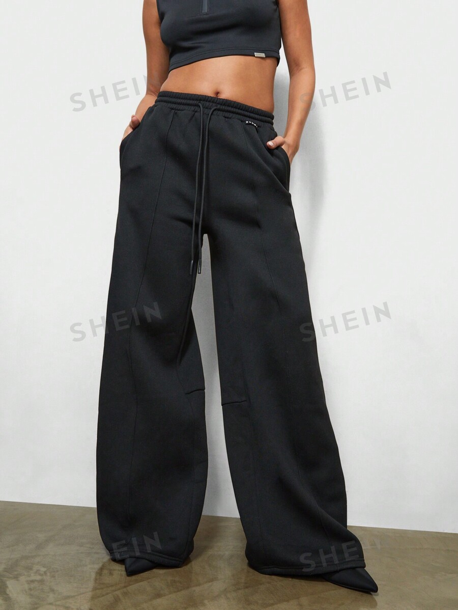 SUMWON WOMEN ドローコード&タック入りワイドレッグスウェットパンツ | SHEIN JAPAN