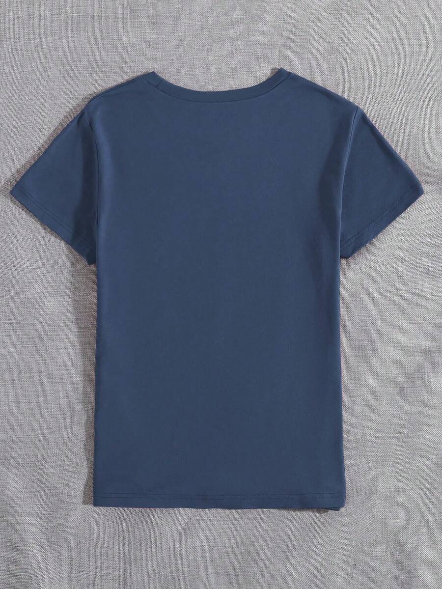 SHEIN Women's Casual Rhinestones Embellished English Letter Print Short ...