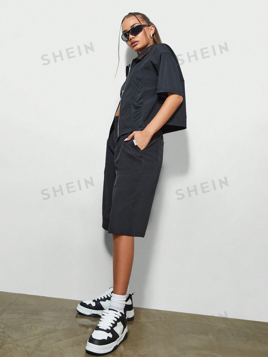 SUMWON WOMEN Double Waistband Jorts | SHEIN USA