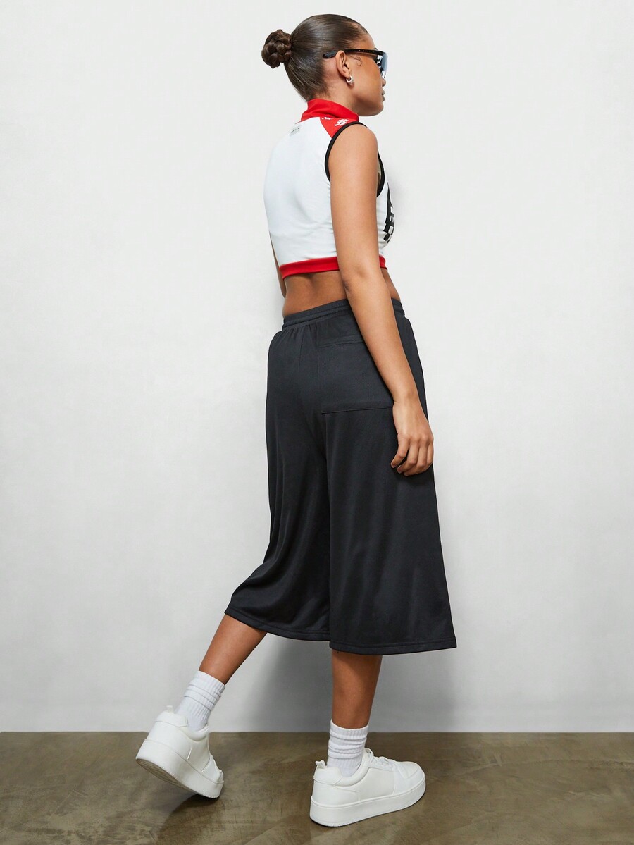 SUMWON WOMEN Jort With Drawcords & Letter Graphic Print | SHEIN USA