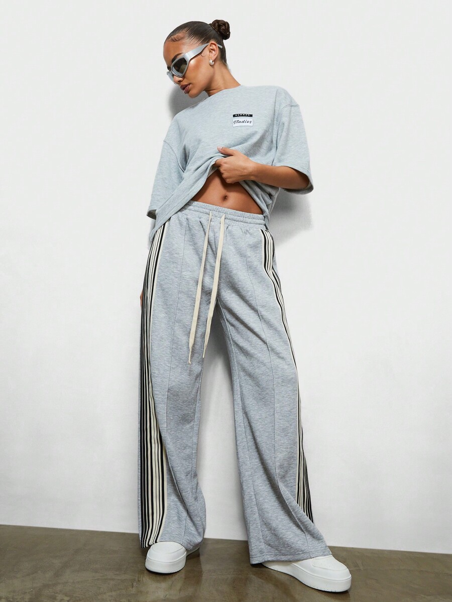 SUMWON WOMEN Side Tape Detail Track Jogger Pants With Draw Cords ...