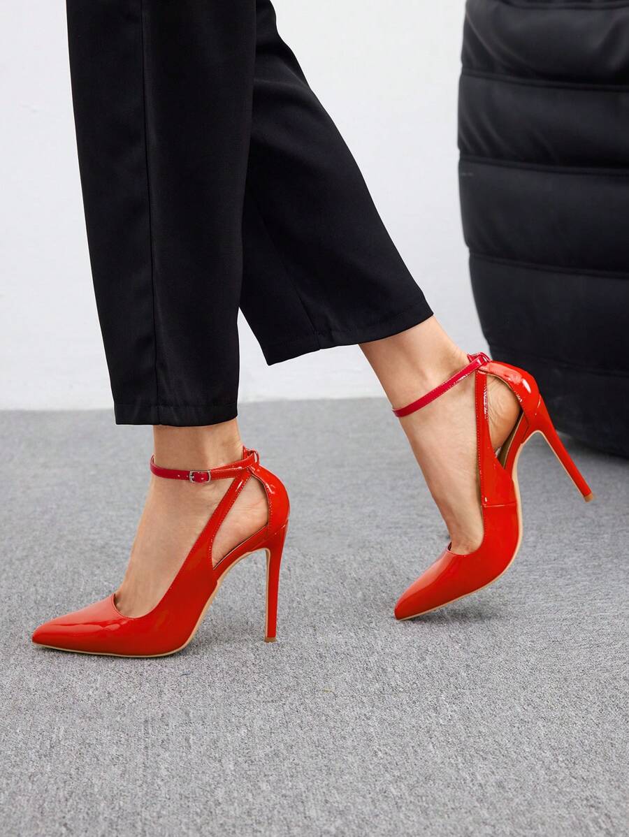 SheIn BIZ Women Solid Color Pointed Toe Simple High Heel Pumps Spring ...