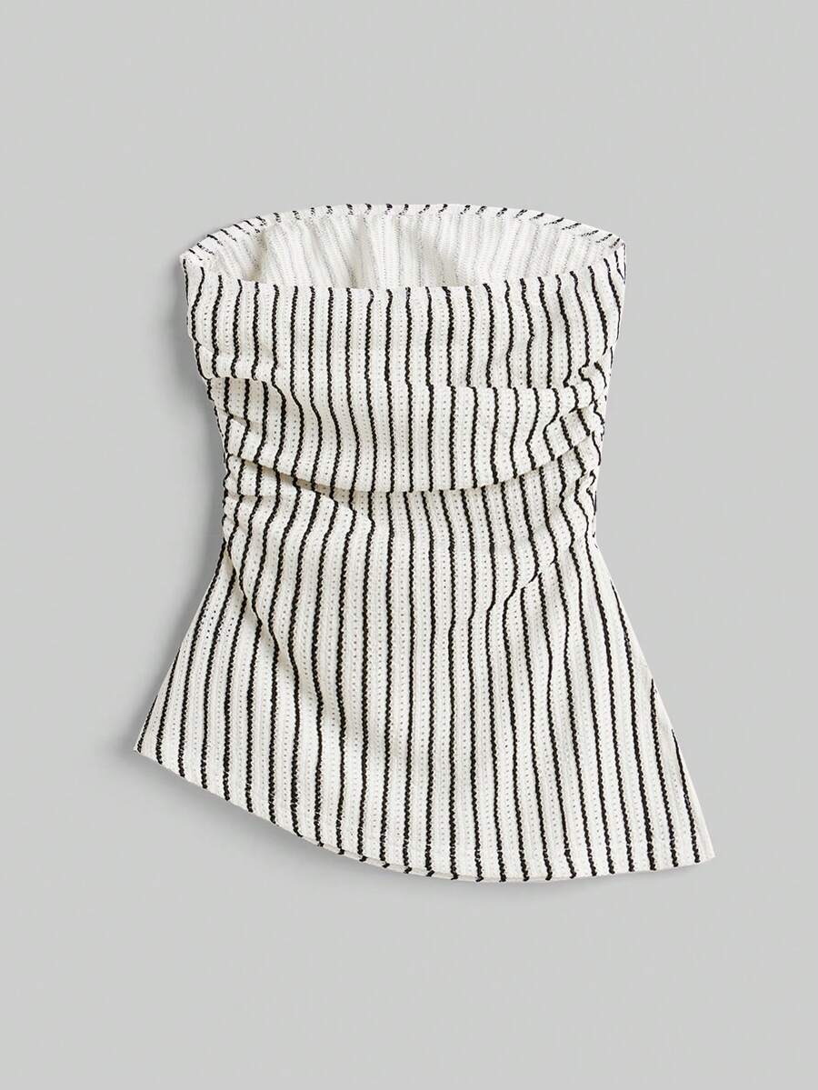 SHEIN EZwear Striped Print Split Hem Tube Top | SHEIN USA