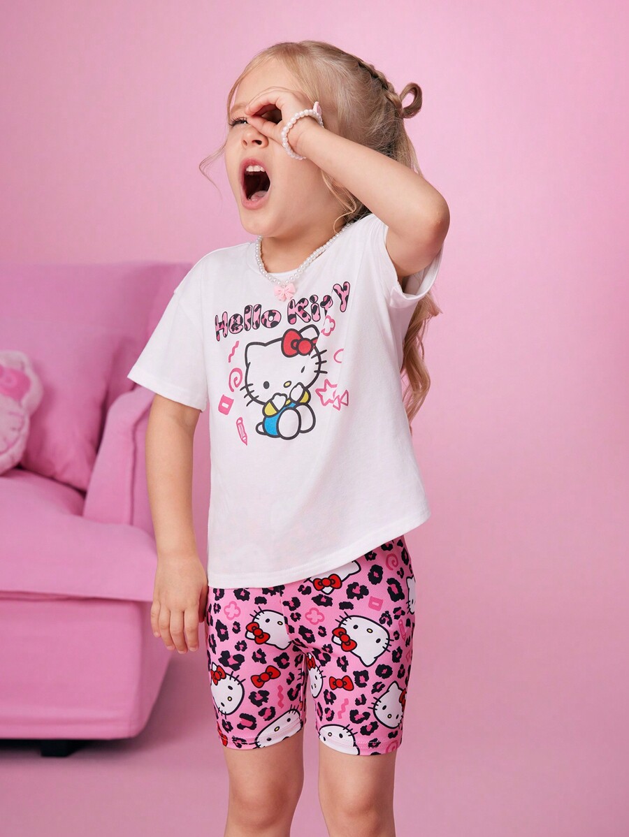 HELLO KITTY AND FRIENDS | SHEIN Young Girl 2pcs Cool Pink Cartoon ...