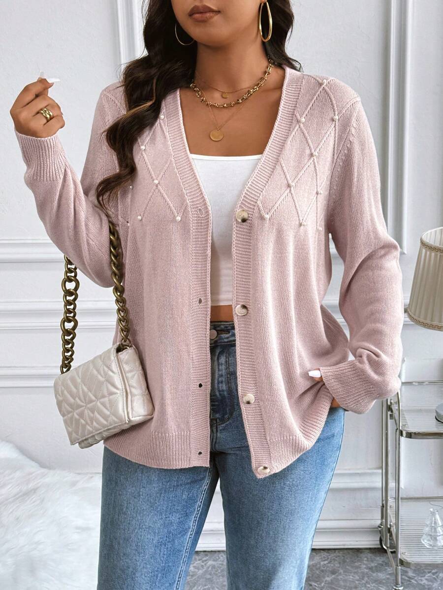 SHEIN Franclia Plus Size Women Simple Daily Partial Bubble Rhombic ...