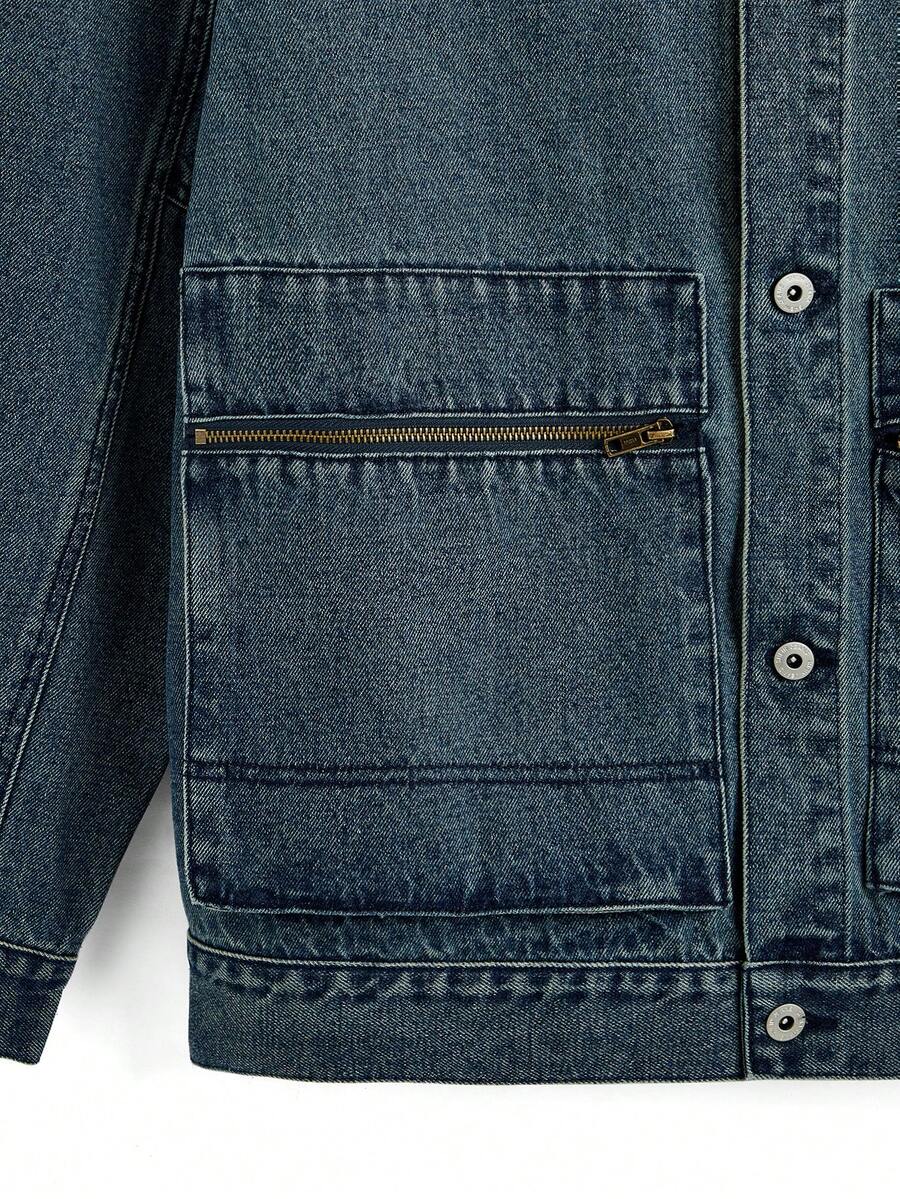 Manfinity Hypemode Plus Size Men's Orange-Grey Washed Denim Cargo Baggy ...