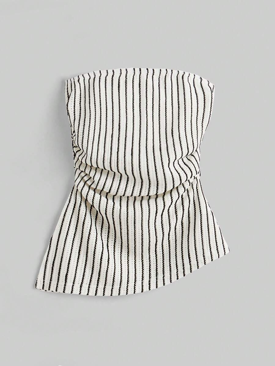 SHEIN EZwear Striped Print Split Hem Tube Top | SHEIN USA