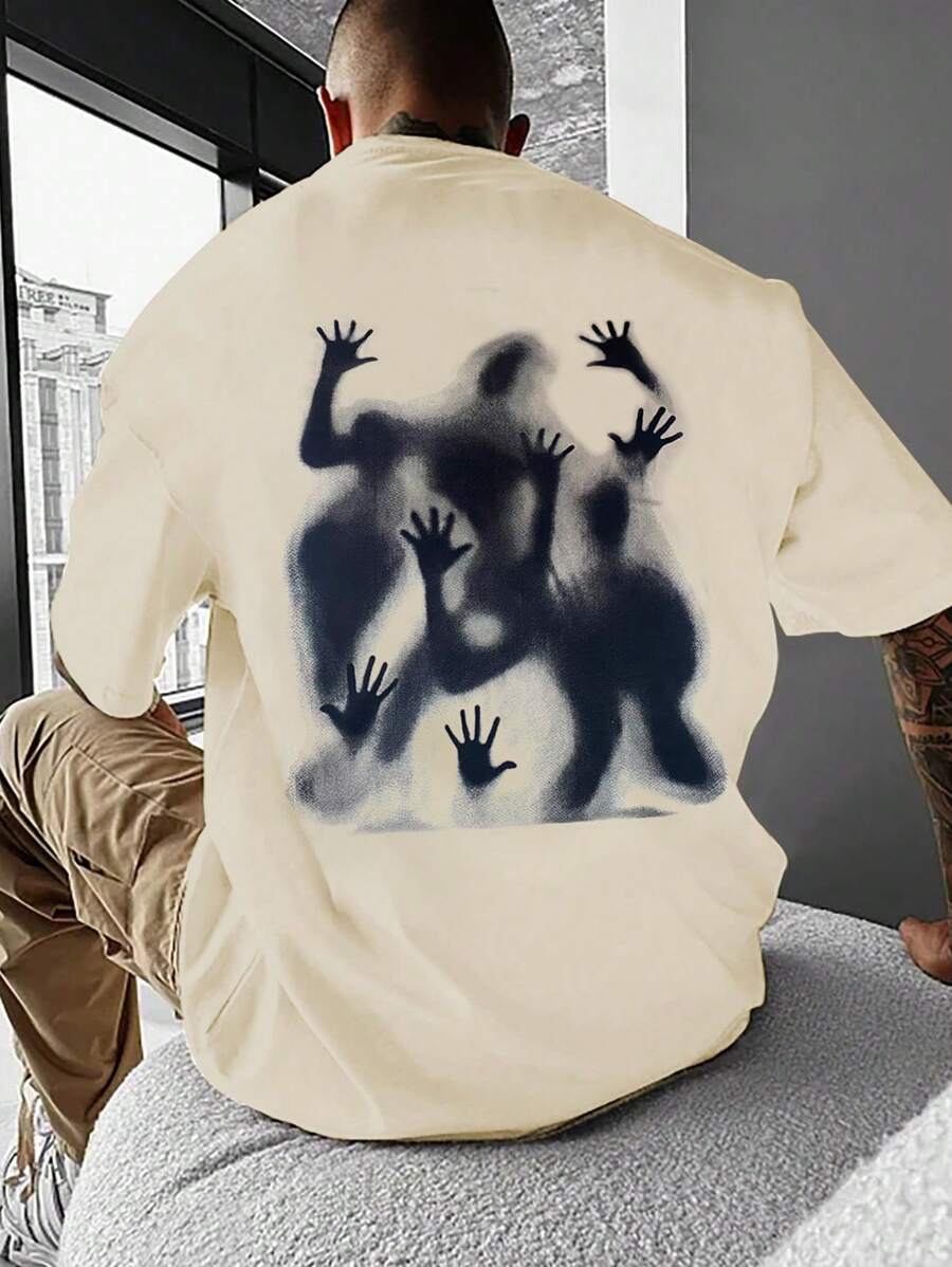 Manfinity EMRG Men's Abstract Character Print Round Neck T-Shirt ...