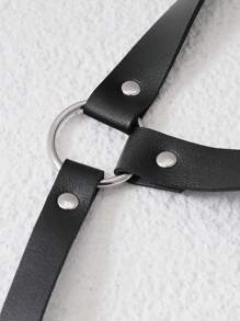 Plus Size Chain Decor Faux Leather Bra | SHEIN USA