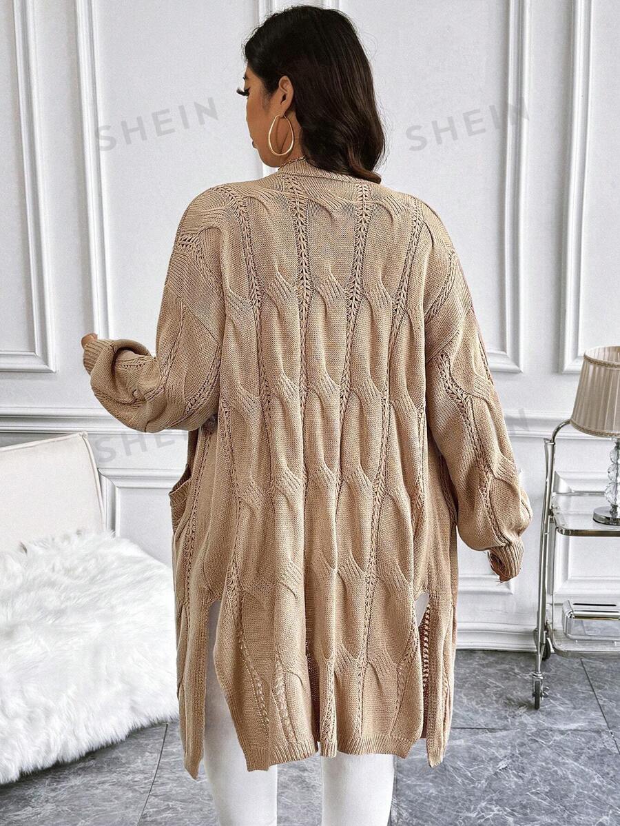 SHEIN Frenchy Cárdigan de punto de textura lisa, uso casual versátil para talla grande | Moda de ...