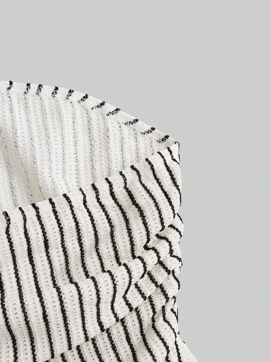 SHEIN EZwear Striped Print Split Hem Tube Top | SHEIN USA