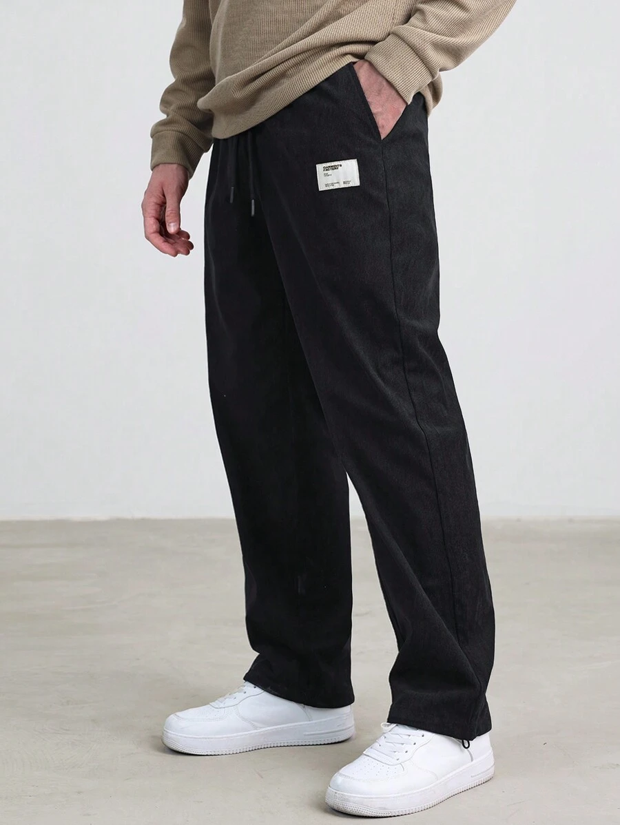 Manfinity Hypemode Men's Simple Logo Printed Drawstring Long Pants ...