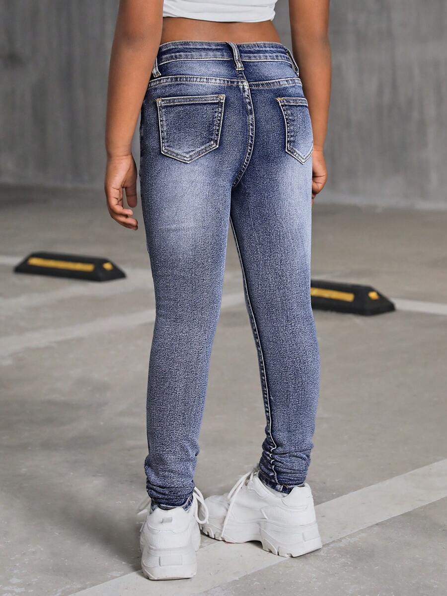 SHEIN Tween Girls Y2K Trending Stonewashed High Waist Snug Fit Denim ...
