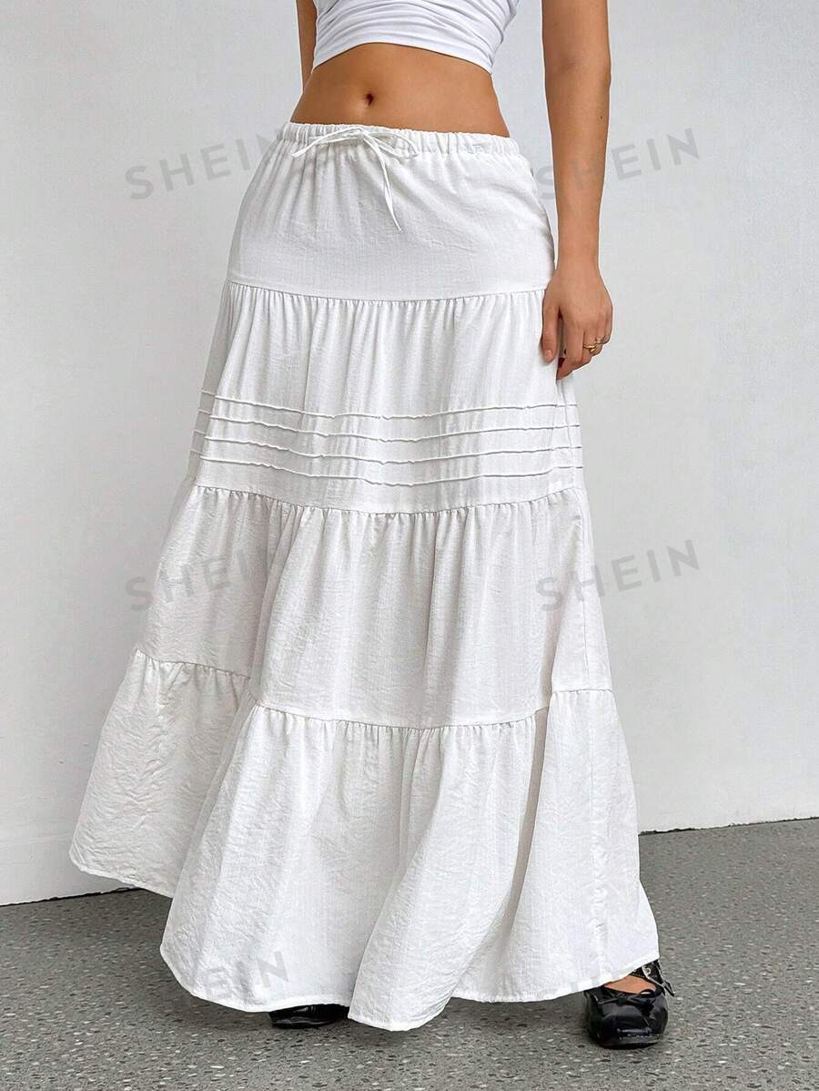 SHEIN TRNDY Women Summer Simple Solid Color Linen Fabric White Maxi ...