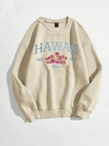 INAWLY Women's Oversized Drop Shoulder Hawaii Aloha Print Sweatshirt ...