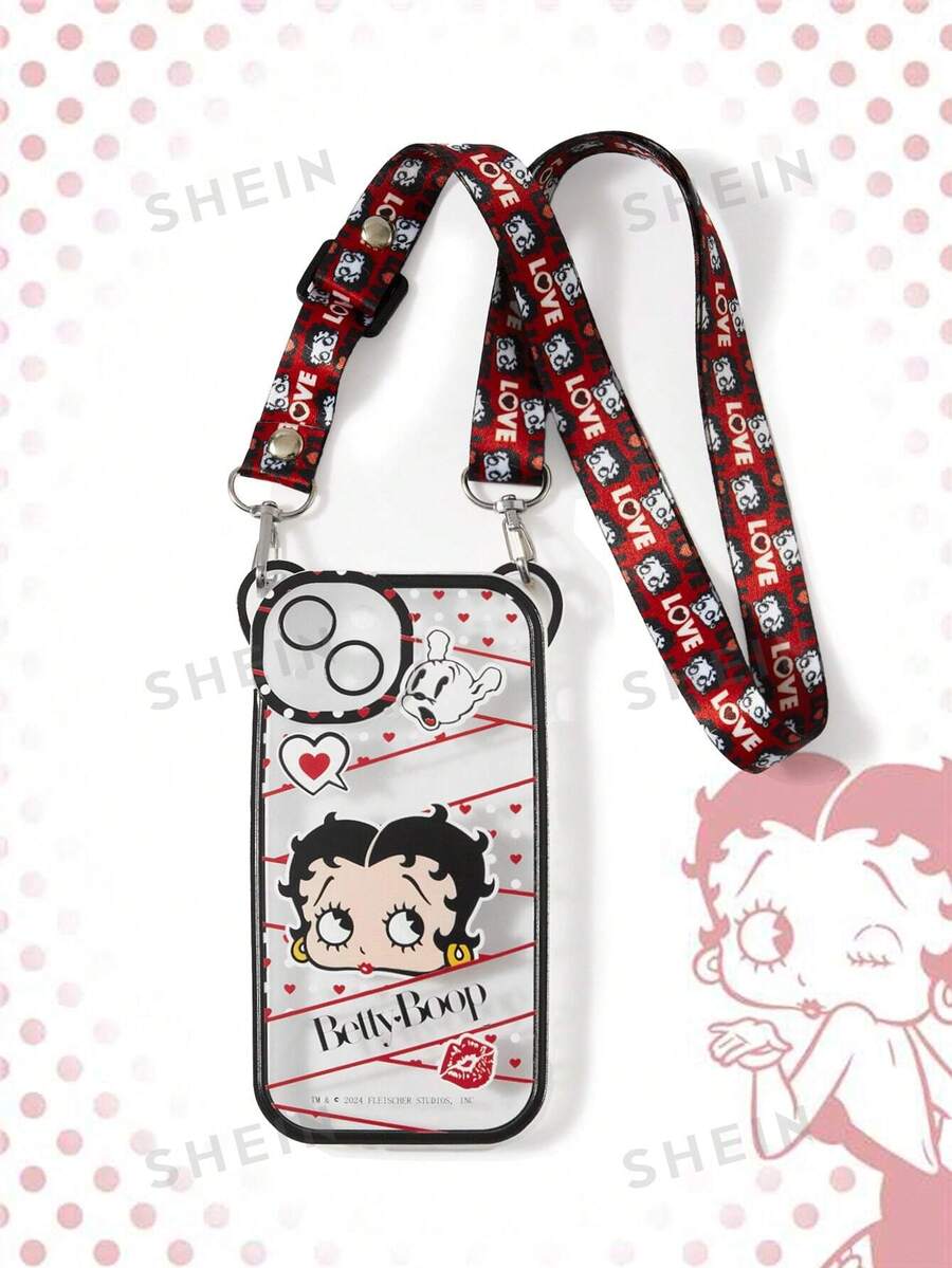Betty Boop | ROMWE Cute Cartoon Girl Black-Trim Clear Phone Case With ...