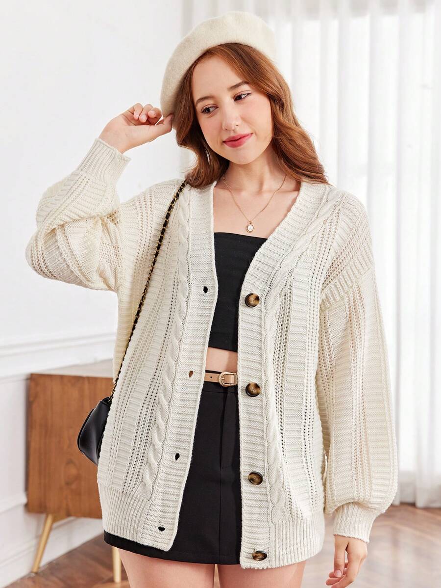 SHEIN Leap Crew Teen Girl's Solid Color Twisted Knot Button Front ...