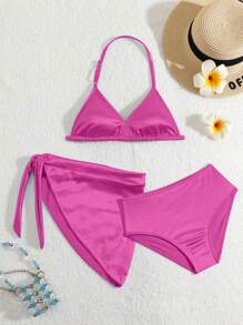 Conjunto de bikini de niña preadolescente con parte superior tipo ...