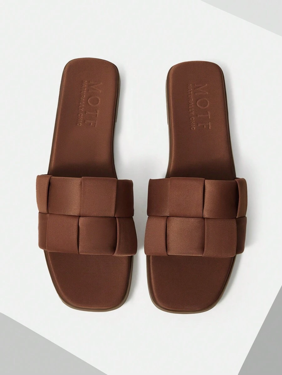 MOTF PREMIUM COMFORTABLE MINIMALIST WOVEN BROWN LADIES' FLAT SANDALS ...