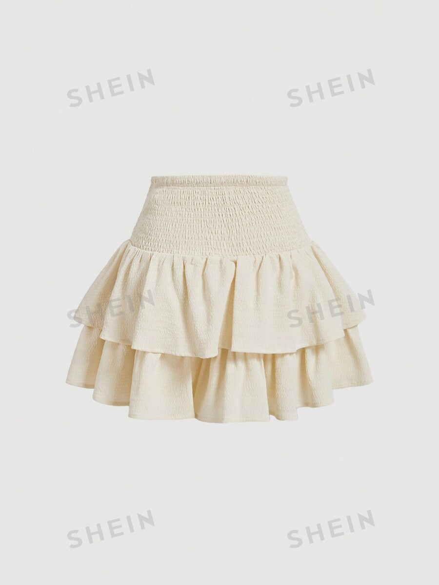 SHEIN MOD White Bow Tie Multilayer Ruffled Hem Summer Skirt | SHEIN UK