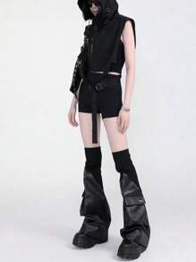 ROMWE Goth 1pair Dark Spiral Patterned Faux Leather Leg Sleeves For ...