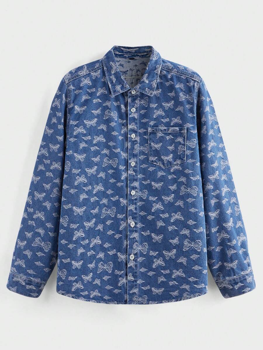 Manfinity EZcore Camisa vaquera de ajuste holgado con estampado de ...