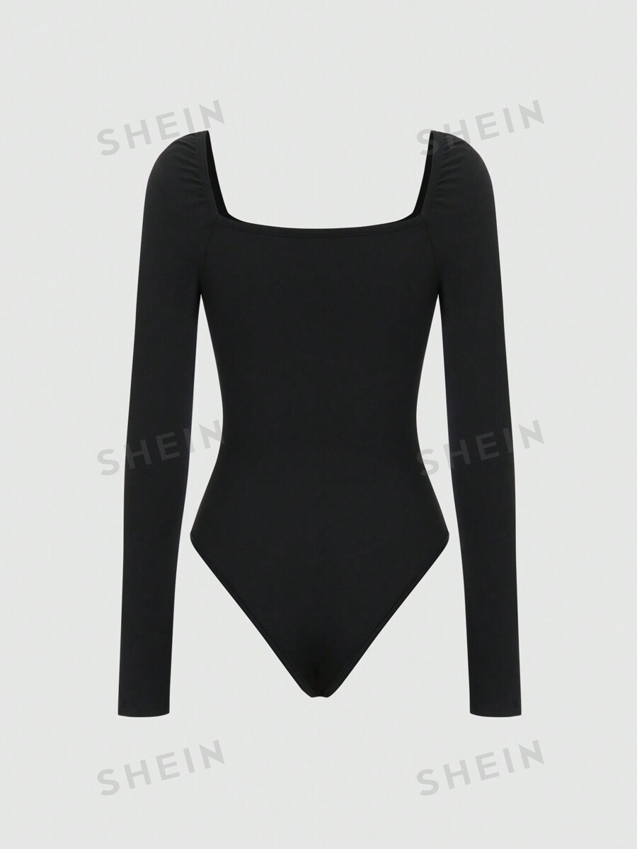 SHEIN EZwear Body de manga larga y ajustado en color negro con ...