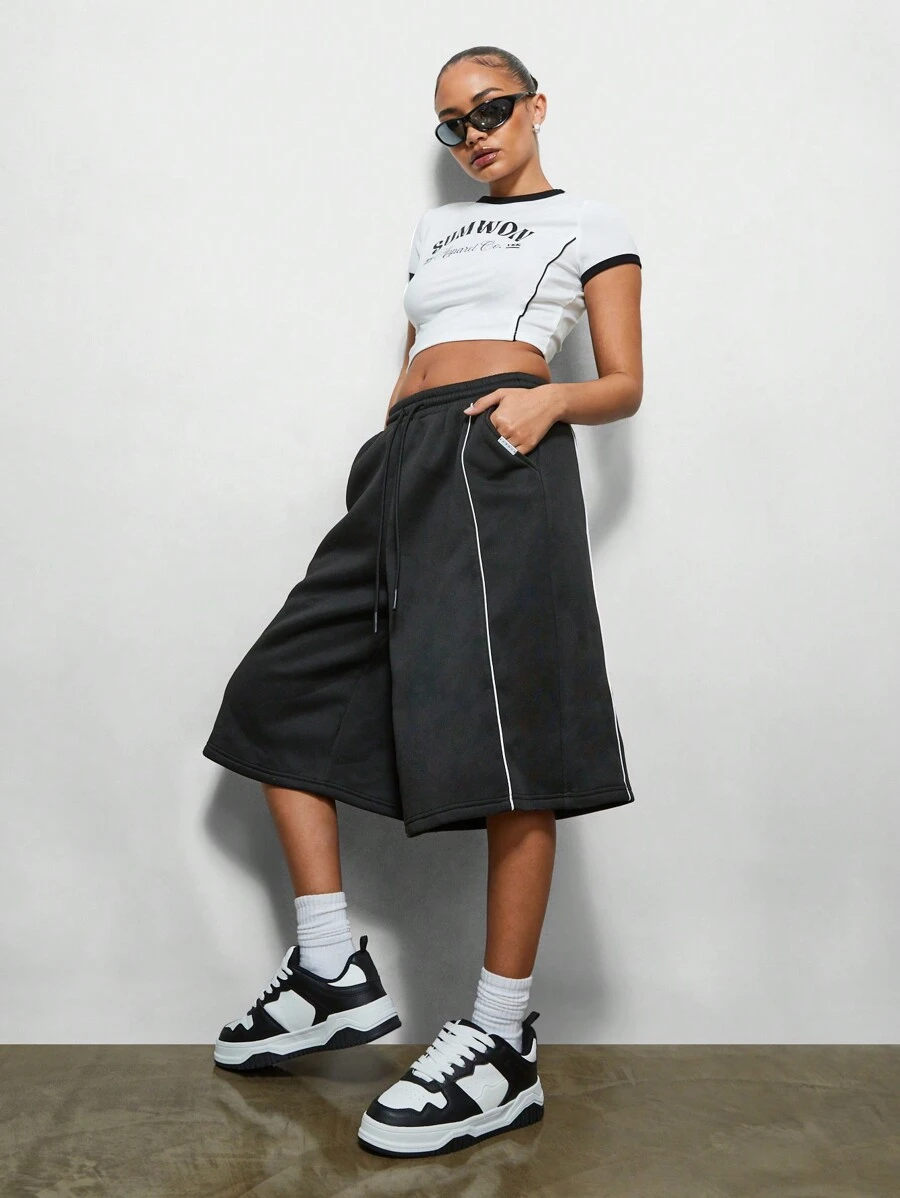 SUMWON WOMEN With Leg Piping Detail Jorts With Draw Cords for Sale ...