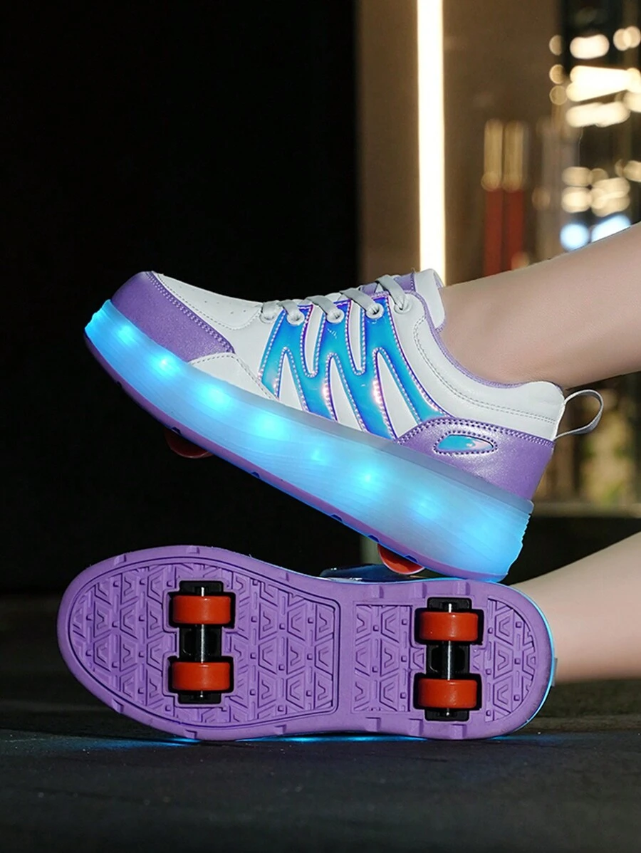 Patins de Rodas com 4 Rodas Retráteis e Luzes Piscantes Durável para ...