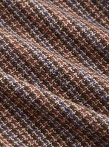 SHEIN MOD Turndown Collar Long Sleeve Button Waisted Retro Plaid Woolen ...