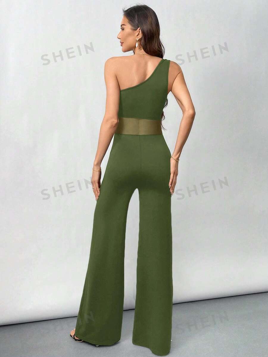 SHEIN Privé Combinaison évasée transparente avec une épaule et une ...