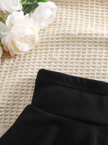 Baby Girl Knitted Elastic Waist Solid Color Skirt Pants For Autumn ...