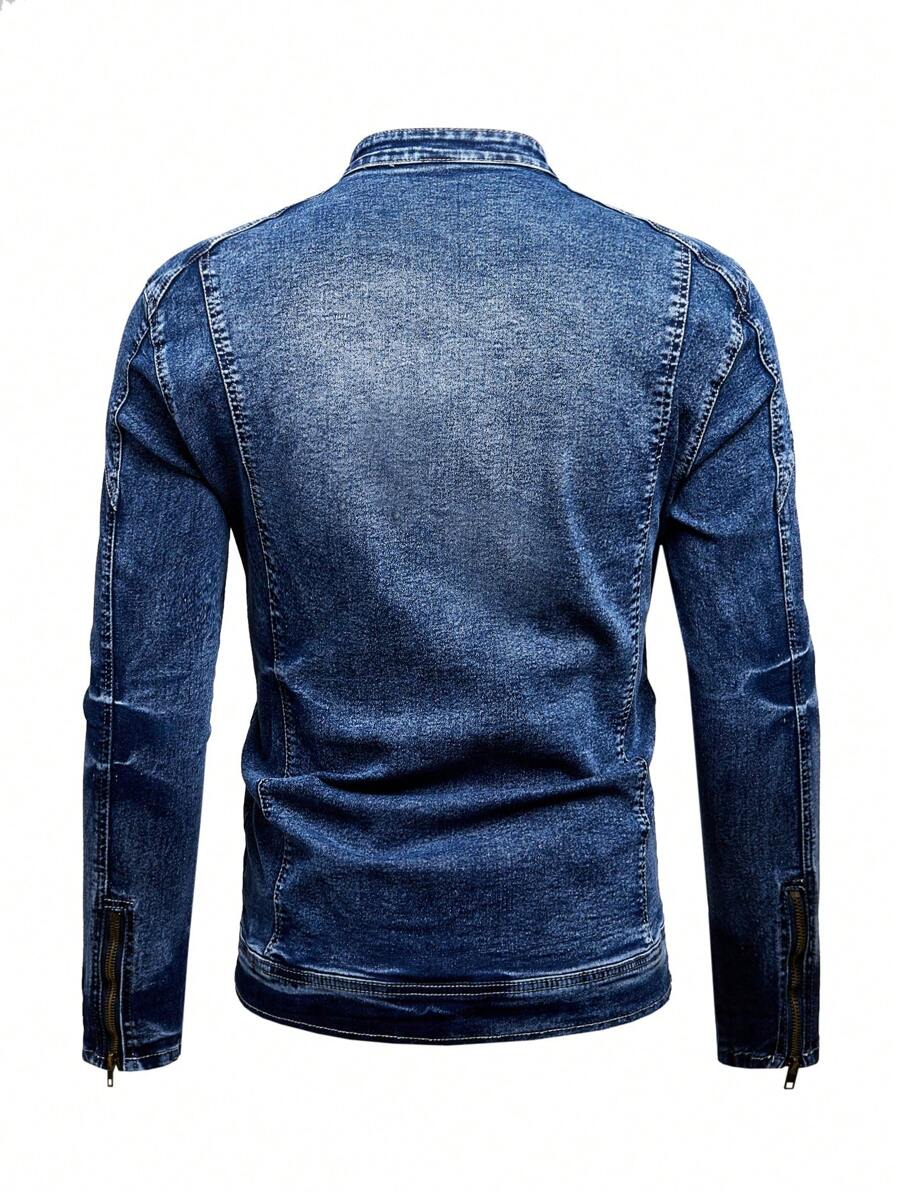 Manfinity LEGND Men's Washed Blue Techwear Plain Biker Dark Motorcycle ...