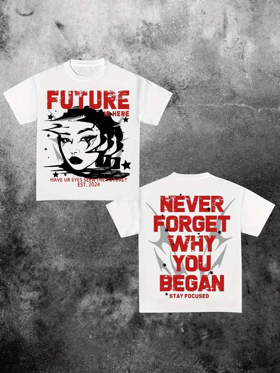 Manfinity EMRG Men's Loose-Fitting Street-Style Vintage High Street Creative Liquid Girl Red ...